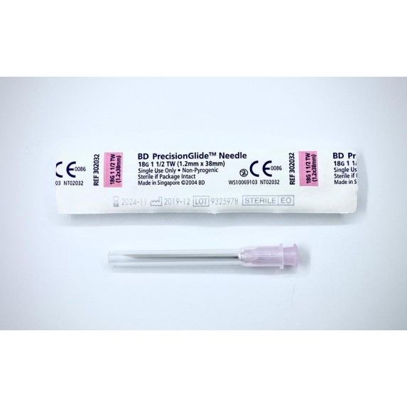 BD PrecisionGlide™ Needle 18G 1 1/2 TW (Pink)